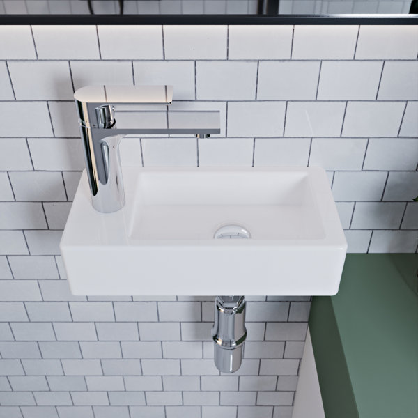 Deervalley Liberty White Ceramic Rectangular Wall Mount Bathroom Sink